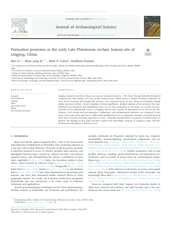 (PDF) Formation processes at the early Late Pleistocene archaic human ...