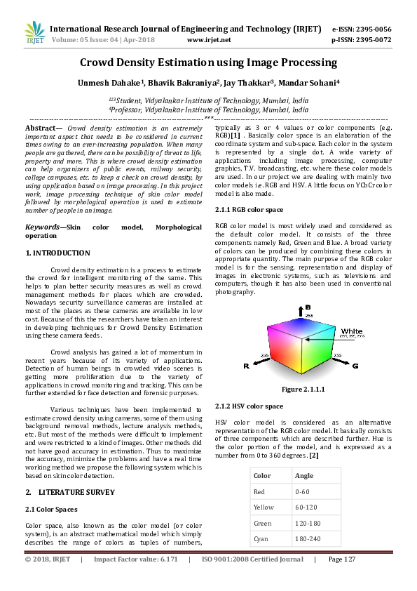 Pdf Crowd Density Estimation Using Image Processing