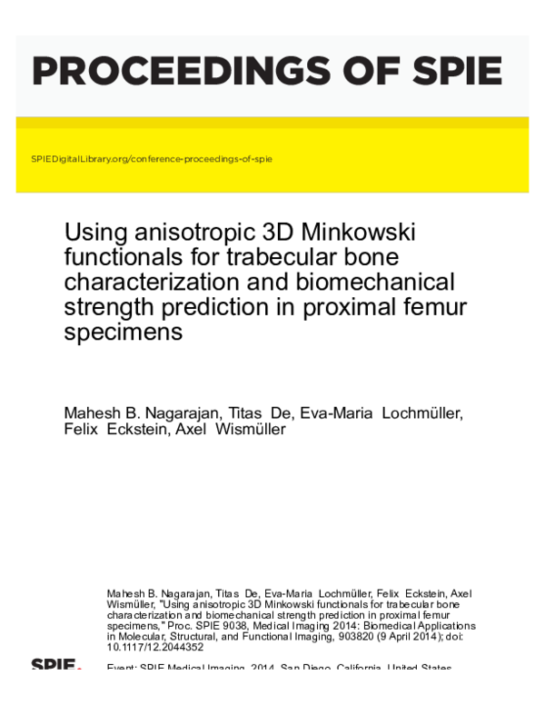 (PDF) Using anisotropic 3D Minkowski functionals for trabecular bone characterization and ...