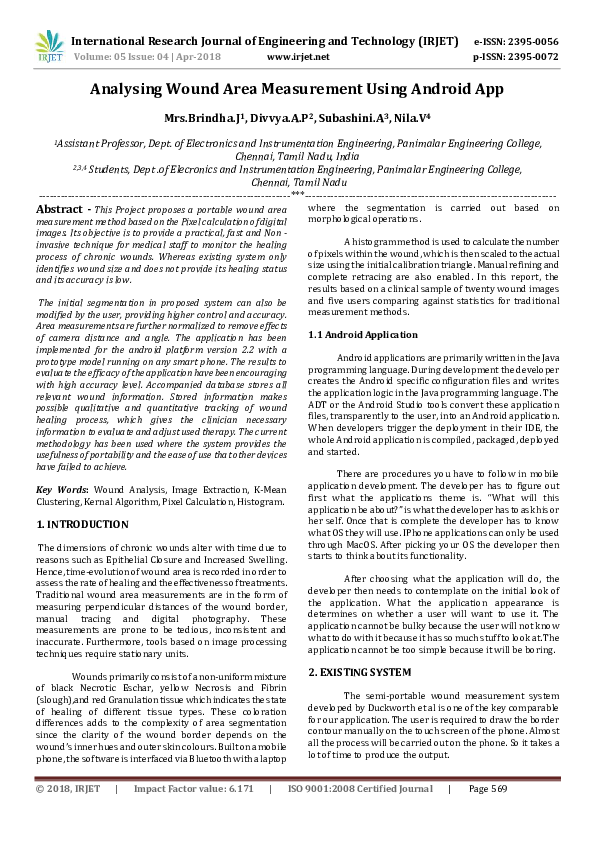 (PDF) Analysing Wound Area Measurement Using Android App