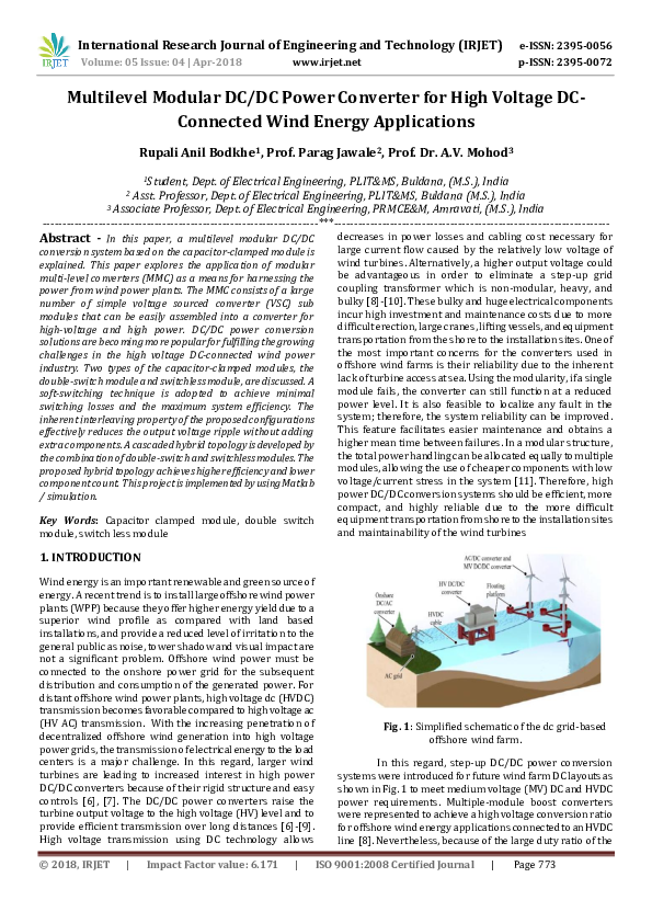 Pdf Multilevel Modular Dc Dc Power Converter For High Voltage Dc Connected Wind Energy