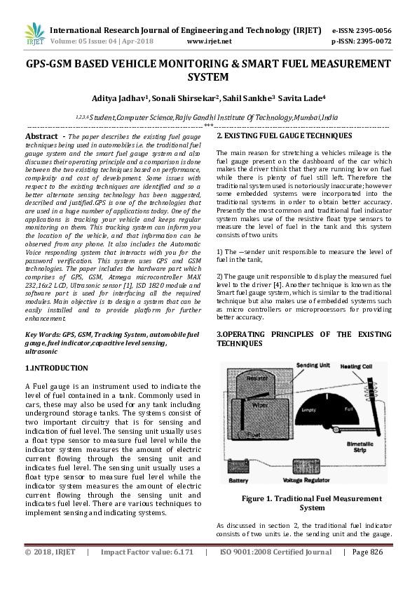 (PDF) Gps-Gsm Based Vehicle Monitoring & Smart Fuel Measurement System