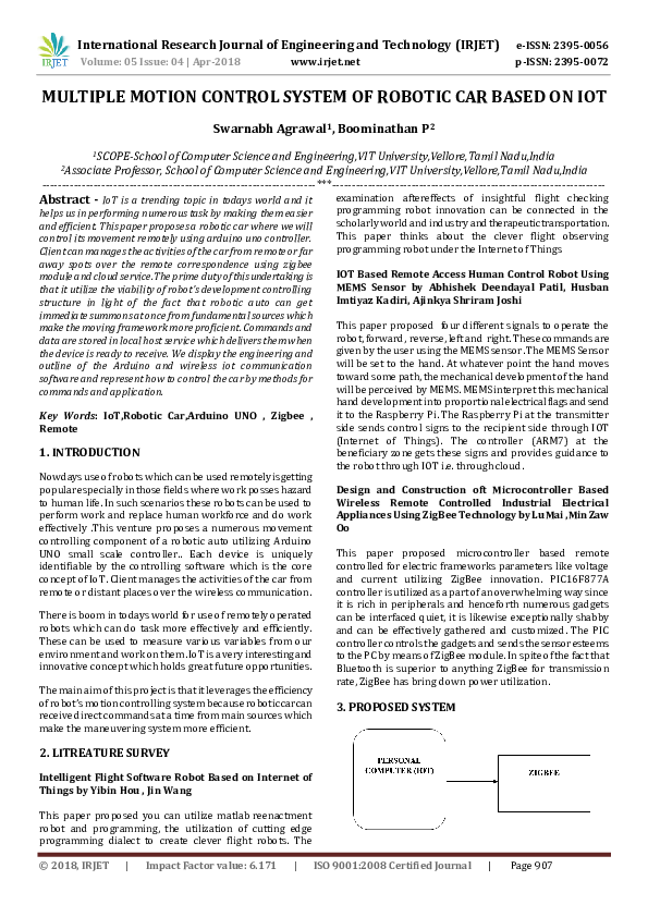 (PDF) MULTIPLE MOTION CONTROL SYSTEM OF ROBOTIC CAR BASED ON IOT