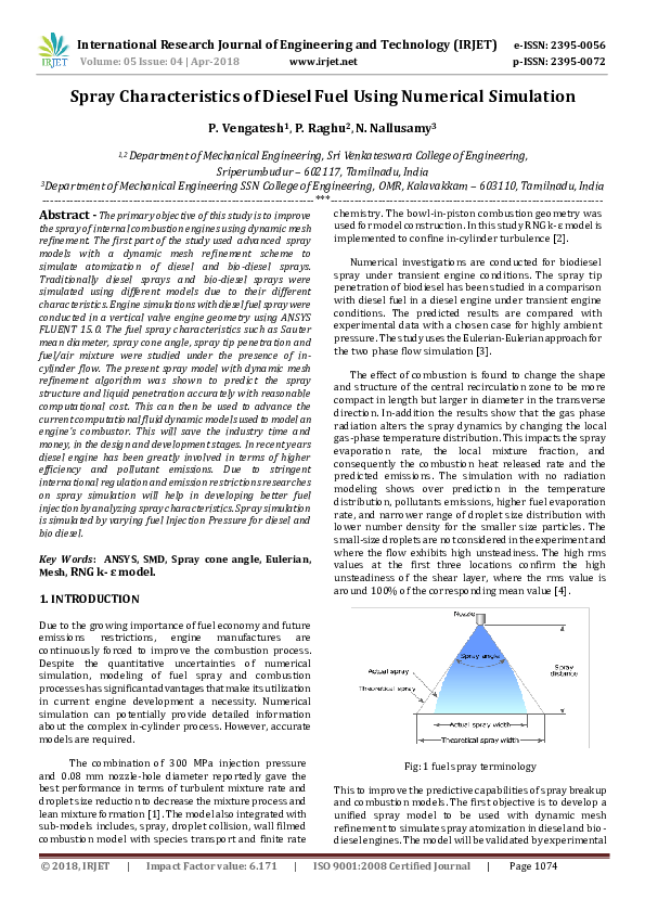 (PDF) Spray Characteristics of Diesel Fuel Using Numerical Simulation