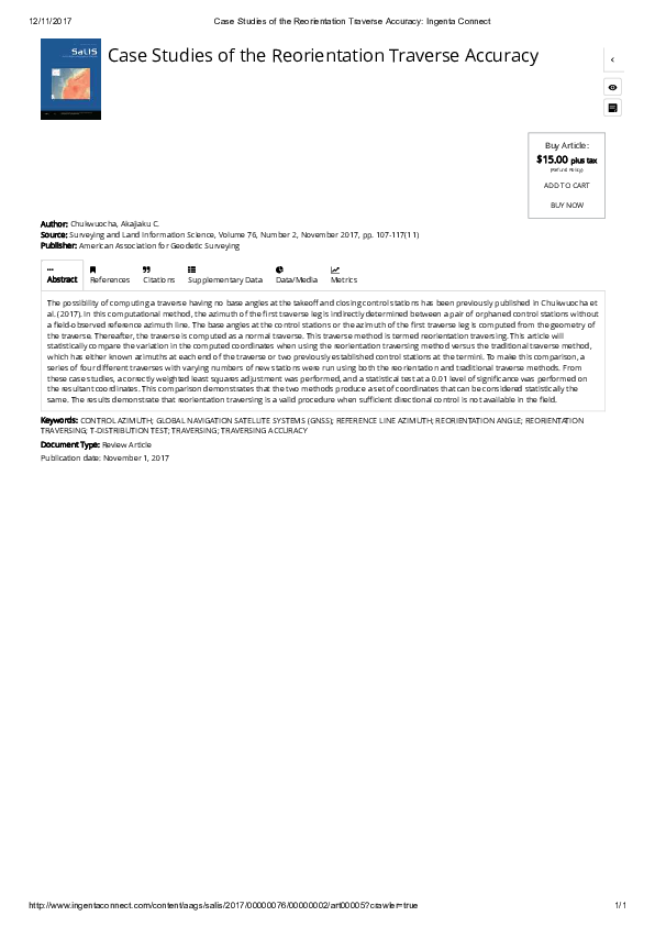 (PDF) Case Studies of the Reorientation Traverse Accuracy