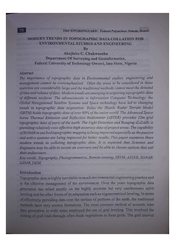 (PDF) Modern Trends in Topographic Data Collation for Environmental ...