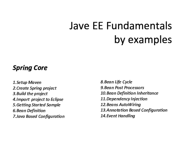 (PDF) Jave EE Fundamentals by examples Spring Core