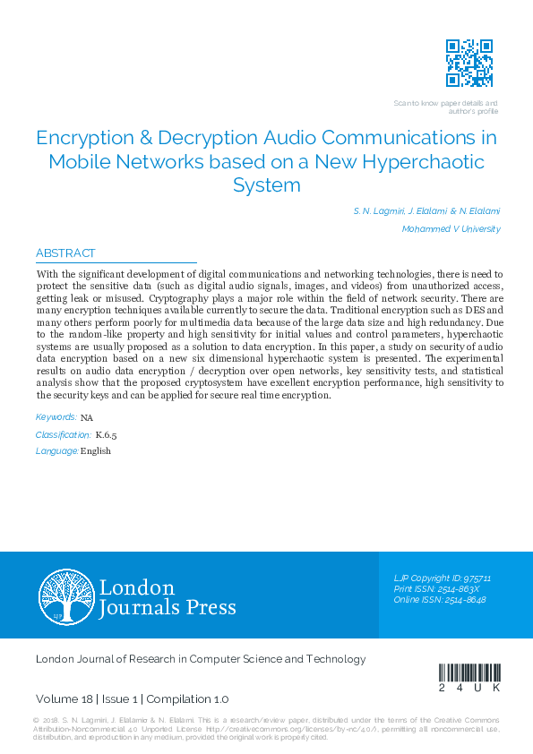 (PDF) Hyperchaotic Audio Encryption in Mobile Networks