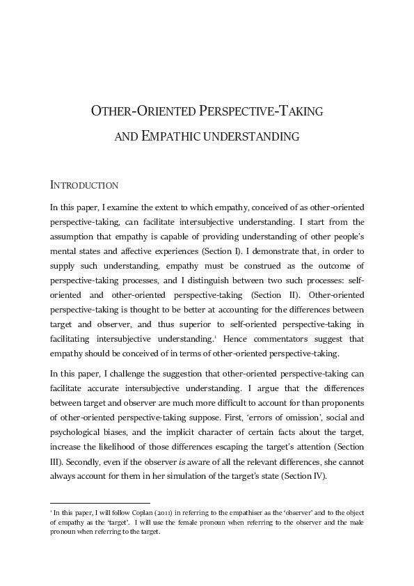 (PDF) Other-Oriented Perspective-Taking and Empathic Understanding