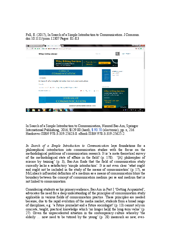 (DOC) In Search of a Simple Introduction to Communication by Nimrod Bar ...