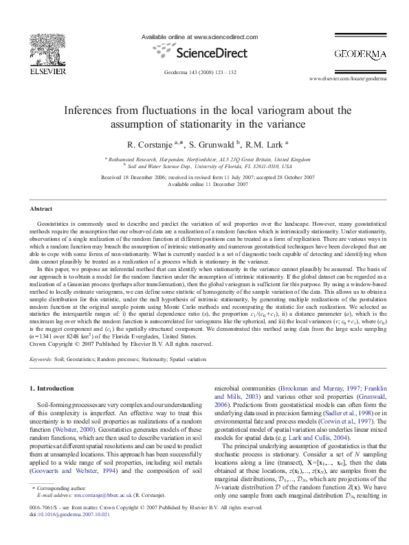 (PDF) Inferences from fluctuations in the local variogram about the ...