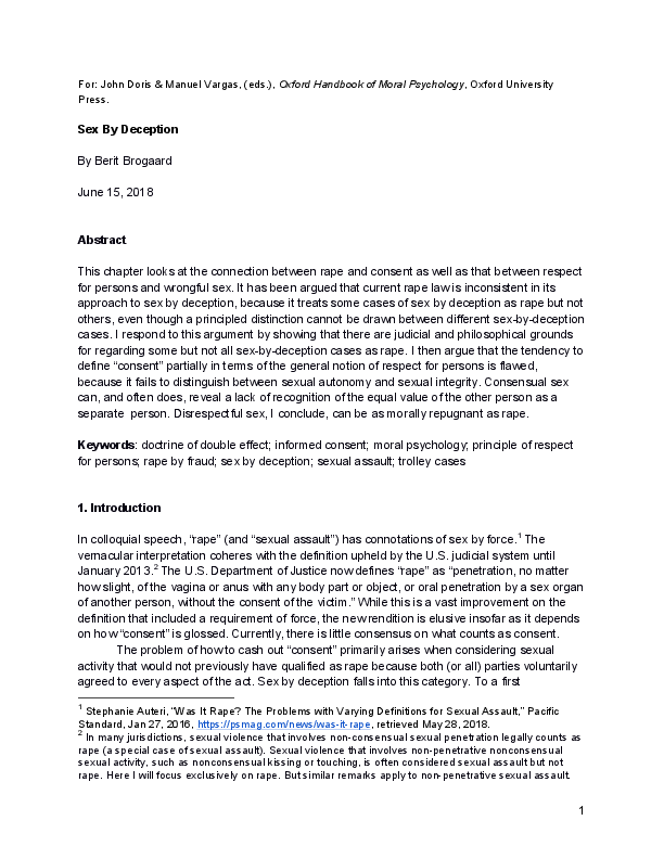 Pdf Sex By Deception