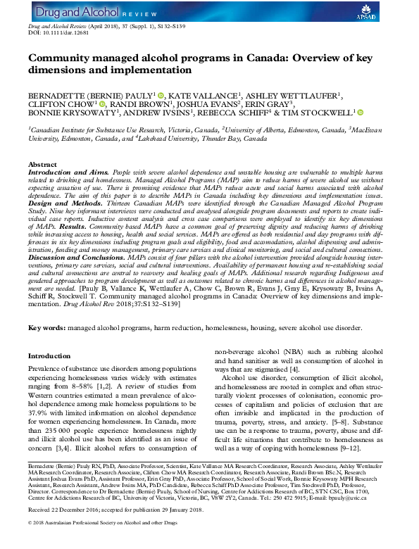 (PDF) Community managed alcohol programs in Canada: Overview of key ...