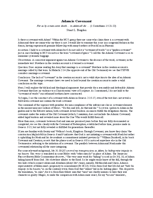 (PDF) Adamic Covenant