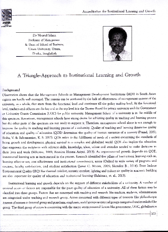 (PDF) A Triangle-Approach to Institutional Learning and Growth