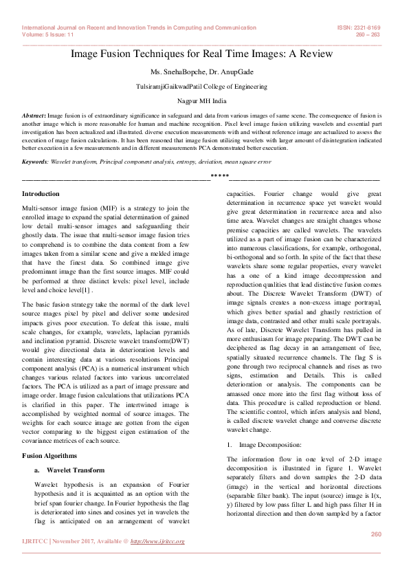 (PDF) Image Fusion Techniques for Real Time Images: A Review