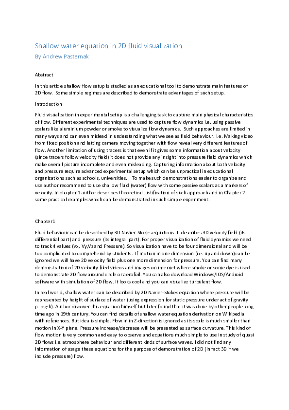 Doc Shallow Water Equation In 2d Fluid Visualization