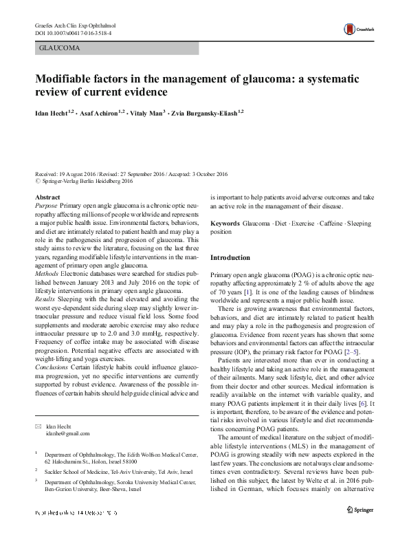 (PDF) Modifiable factors in the management of glaucoma: a systematic ...