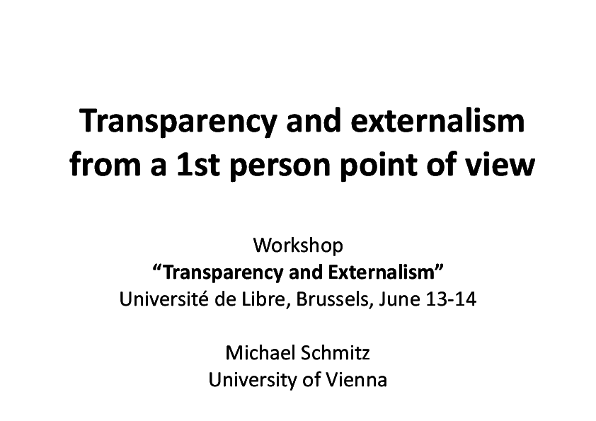 (PDF) Transparency and externalism from a 1st person point of view