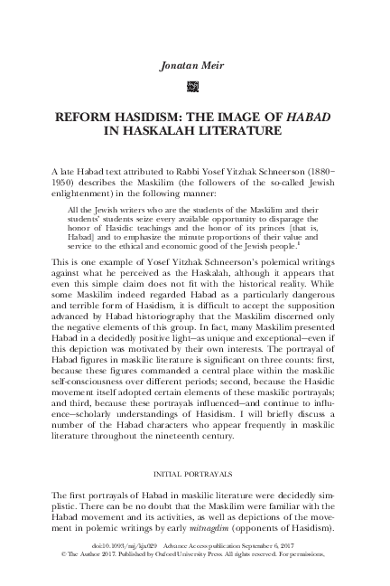 (PDF) 'Reform Hasidism: The Image of Habad in Haskalah Literature ...