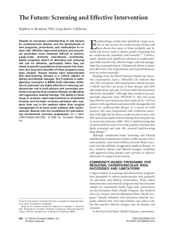 (PDF) The future: screening and effective intervention