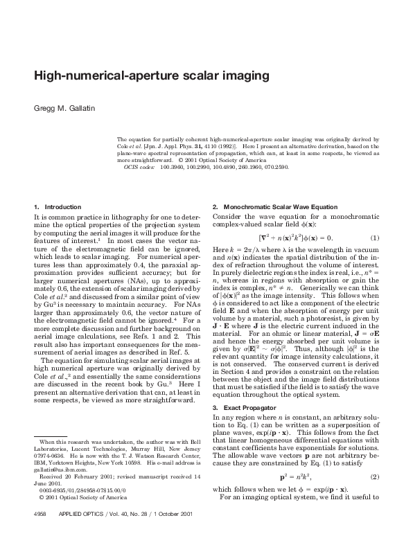(PDF) High-Numerical-Aperture Scalar Imaging
