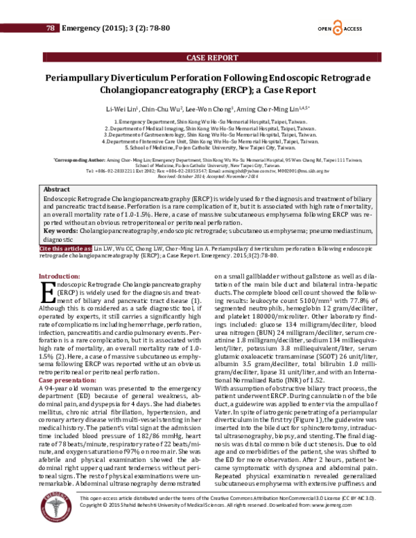 (PDF) Periampullary Diverticulum Perforation Following Endoscopic ...