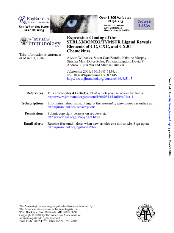 (PDF) Expression Cloning of the STRL33/BONZO/TYMSTR Ligand Reveals ...