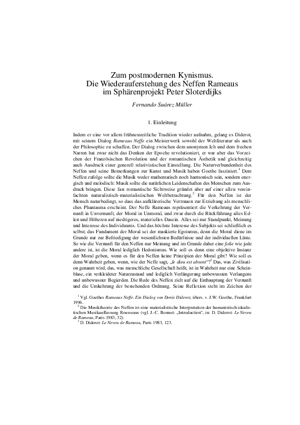 (PDF) Zum postmodernen Kynismus. Die Wiederauferstehung des Neffen ...
