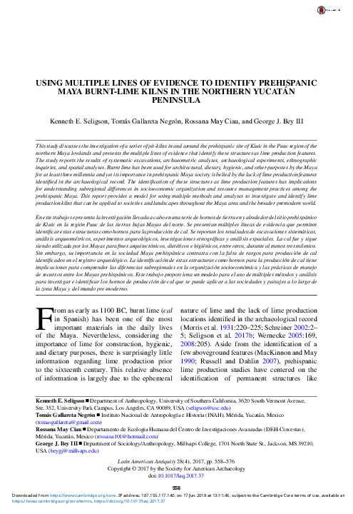 (PDF) USING MULTIPLE LINES OF EVIDENCE TO IDENTIFY PREHISPANIC MAYA ...