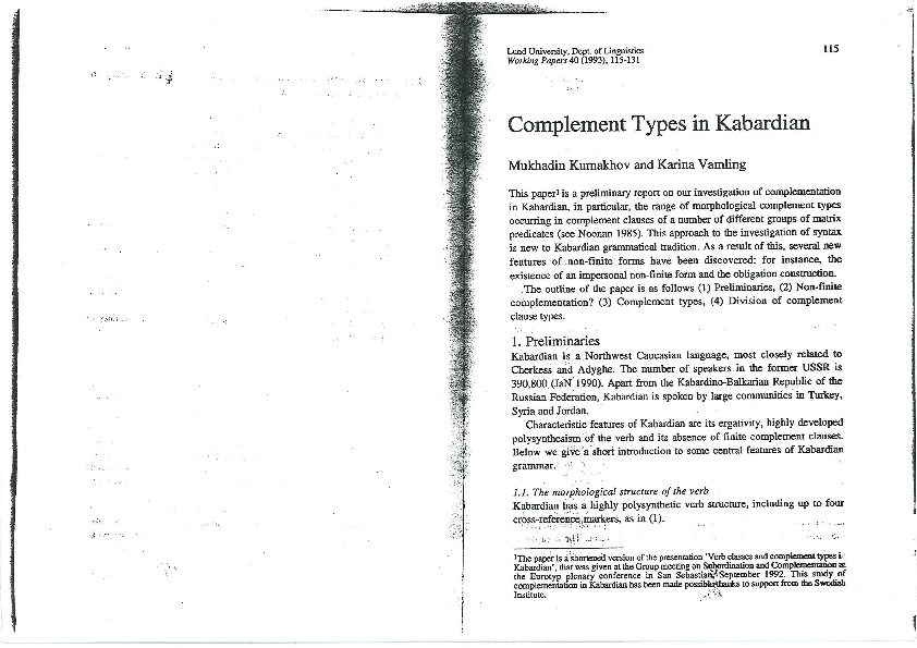 (PDF) Complement types in Kabardian
