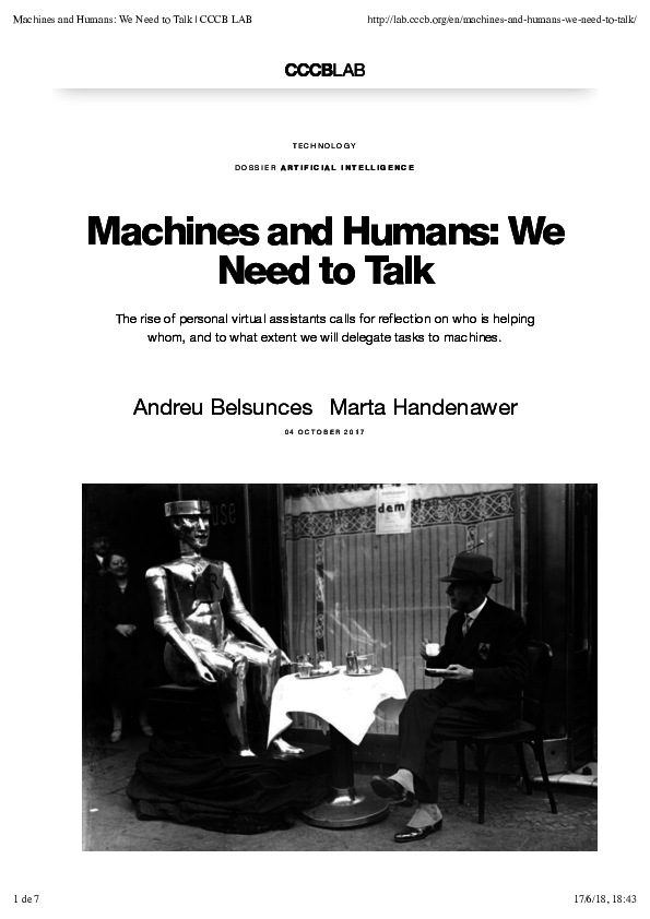 (PDF) Machines and Humans: We Need to Talk
