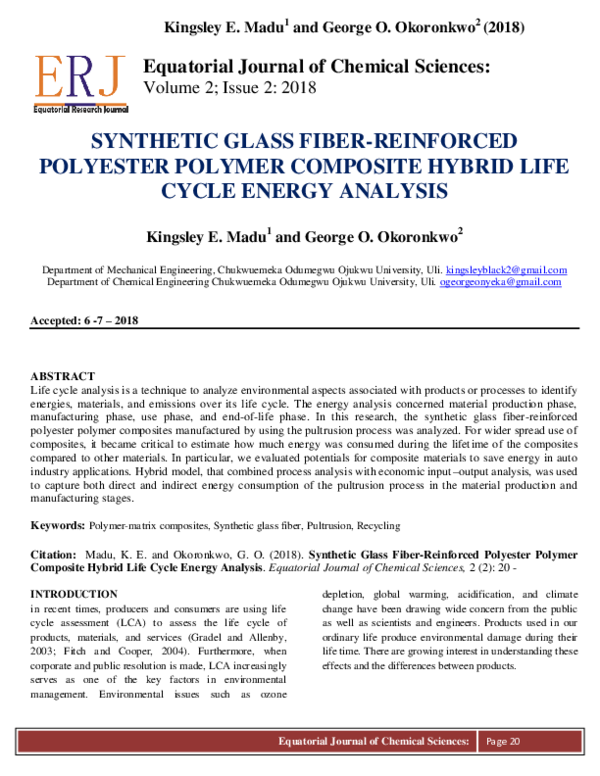 (PDF) SYNTHETIC GLASS FIBER-REINFORCED POLYESTER POLYMER COMPOSITE ...