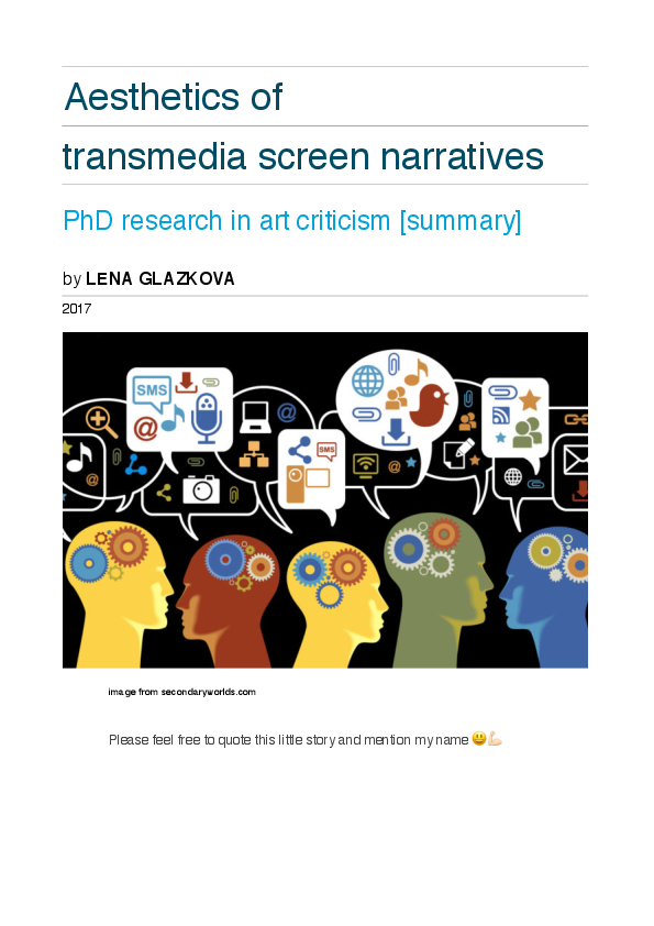 (PDF) Aesthetics of transmedia screen narratives