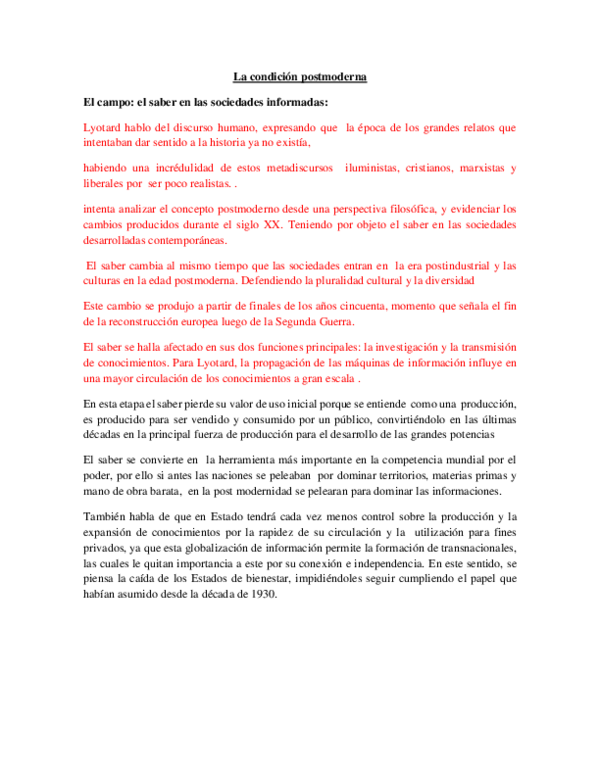 (DOC) La condición postmoderna