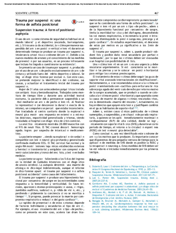 (PDF) Trauma por suspensión: una forma de asfixia posicional Suspension ...