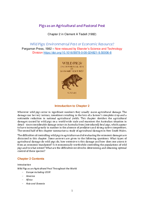 (PDF) Pigs as an Agricultural and Pastoral Pest - Summary of Chapter 2 ...