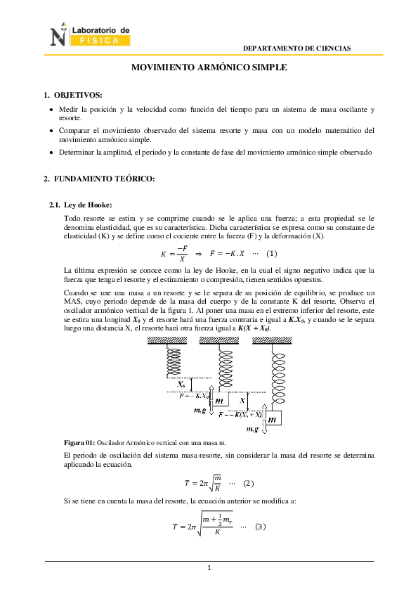 (PDF) MOVIMIENTO ARMÓNICO SIMPLE
