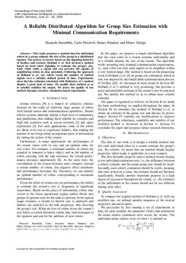 (PDF) A reliable distributed algorithm for group size estimation with minimal communication ...