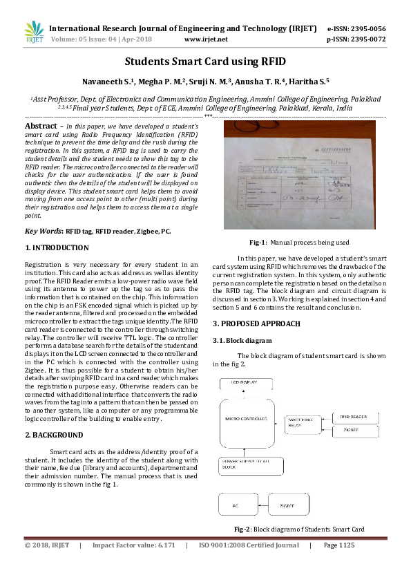 (PDF) Students Smart Card using RFID