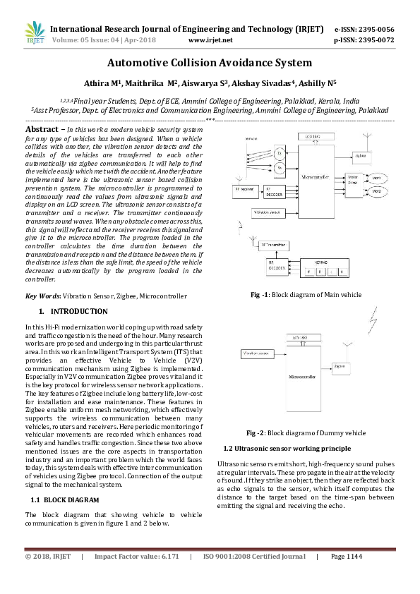 (PDF) Automotive Collision Avoidance System