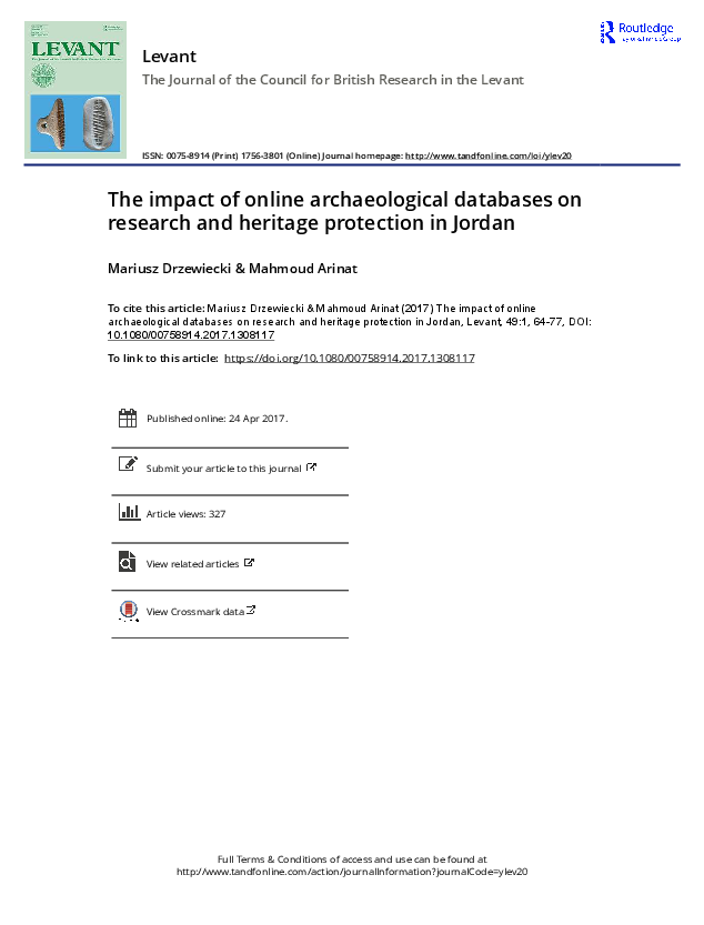 (PDF) The impact of online archaeological databases on research and ...