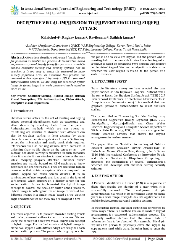 (PDF) Deceptive Visual Impression to Prevent Shoulder Surfer Attack