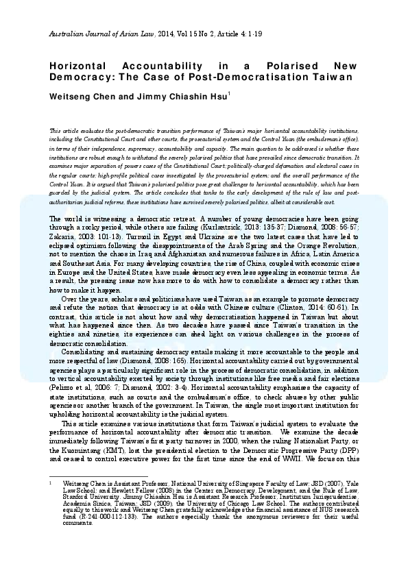 (PDF) Horizontal Accountability in a Polarised New Democracy: The Case ...