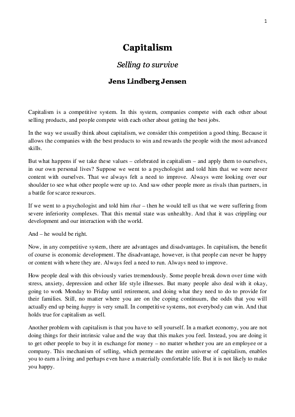 (PDF) Capitalism - Selling to survive | Jens Lindberg - Academia.edu