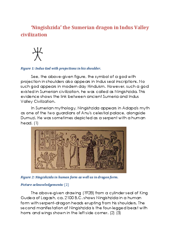 (DOC) 'Ningishzida' the Sumerian dragon in Indus Valley civilization.