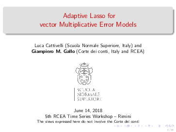 (PDF) Adaptive Lasso for vector Multiplicative Error Models 5th RCEA Time Series Workshop – Rimini