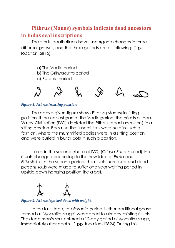 (DOC) Pithrus (Manes) symbols indicate dead ancestors in Indus seal ...