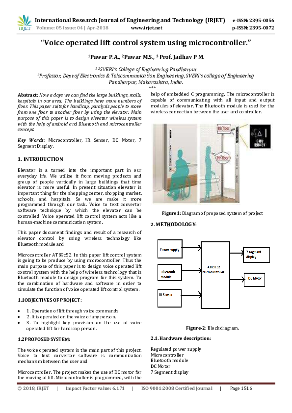 (PDF) " Voice operated lift control system using microcontroller.