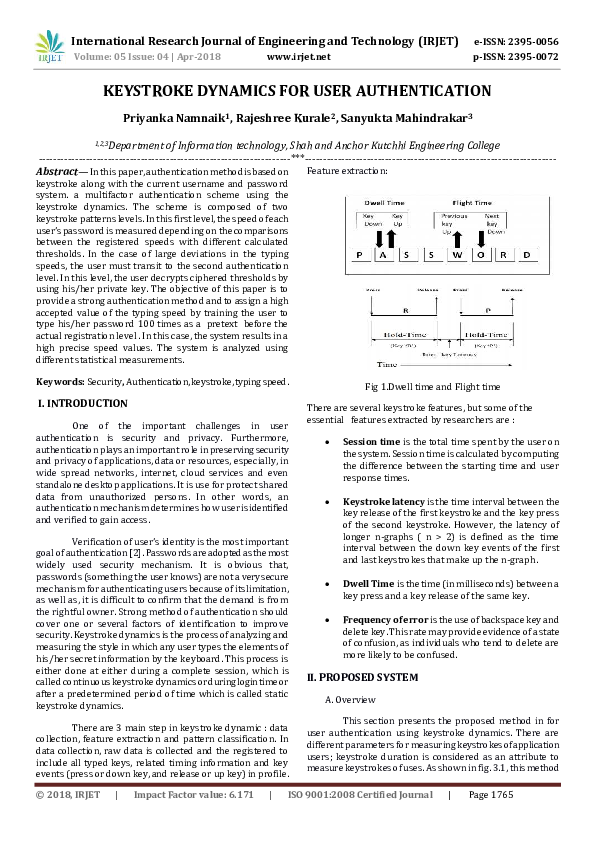 Pdf Keystroke Dynamics For User Authentication